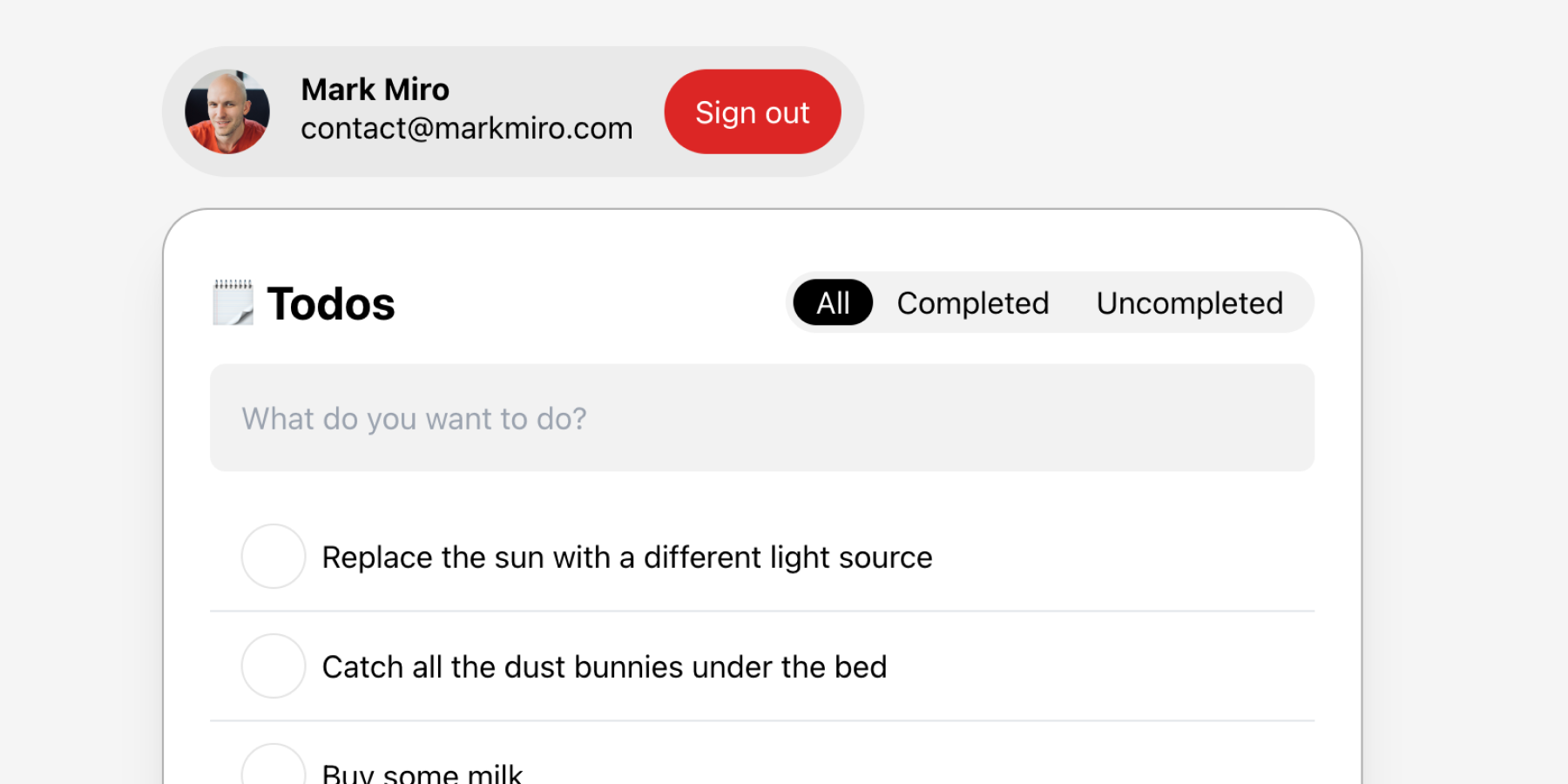 Tailwind Todo • Mark Miro